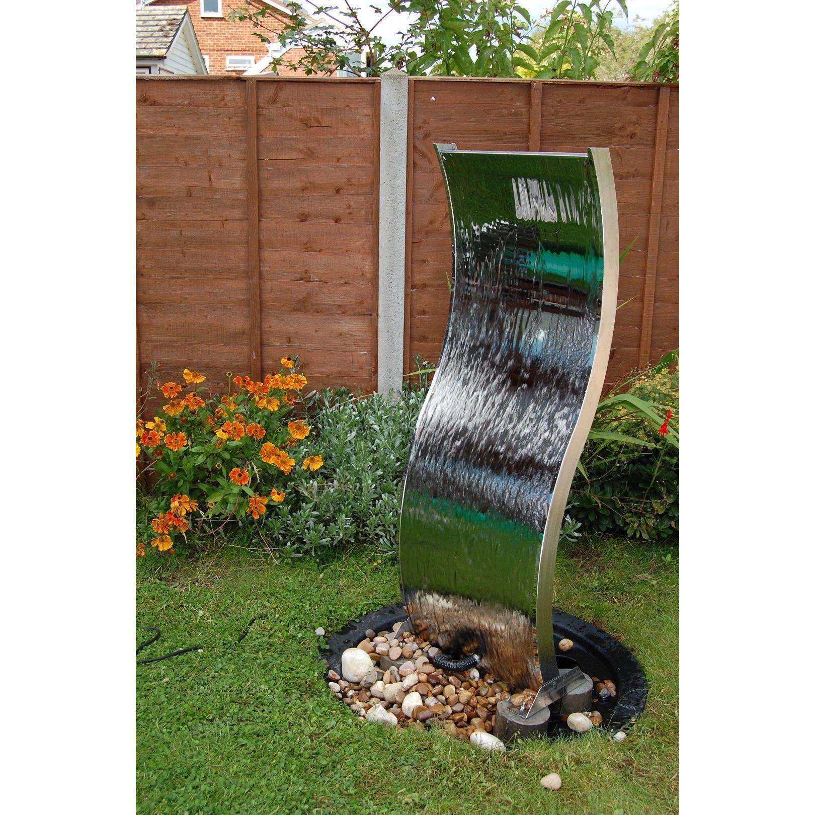 Double Sided Stainless Steel Outdoor Waterfeature with Reservoir 130cm ...