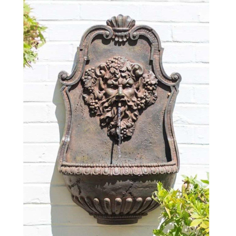 Wall Mounted Water Feature Zeus Fountain Lights Bronze Finish 83cm by ...