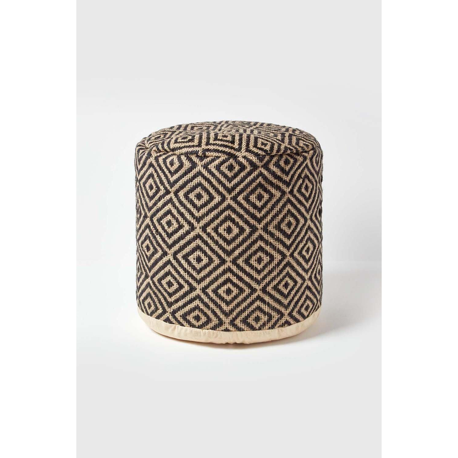 Aztec Style Jute Footstool Beanbag Round by Debenhams | ufurnish.com