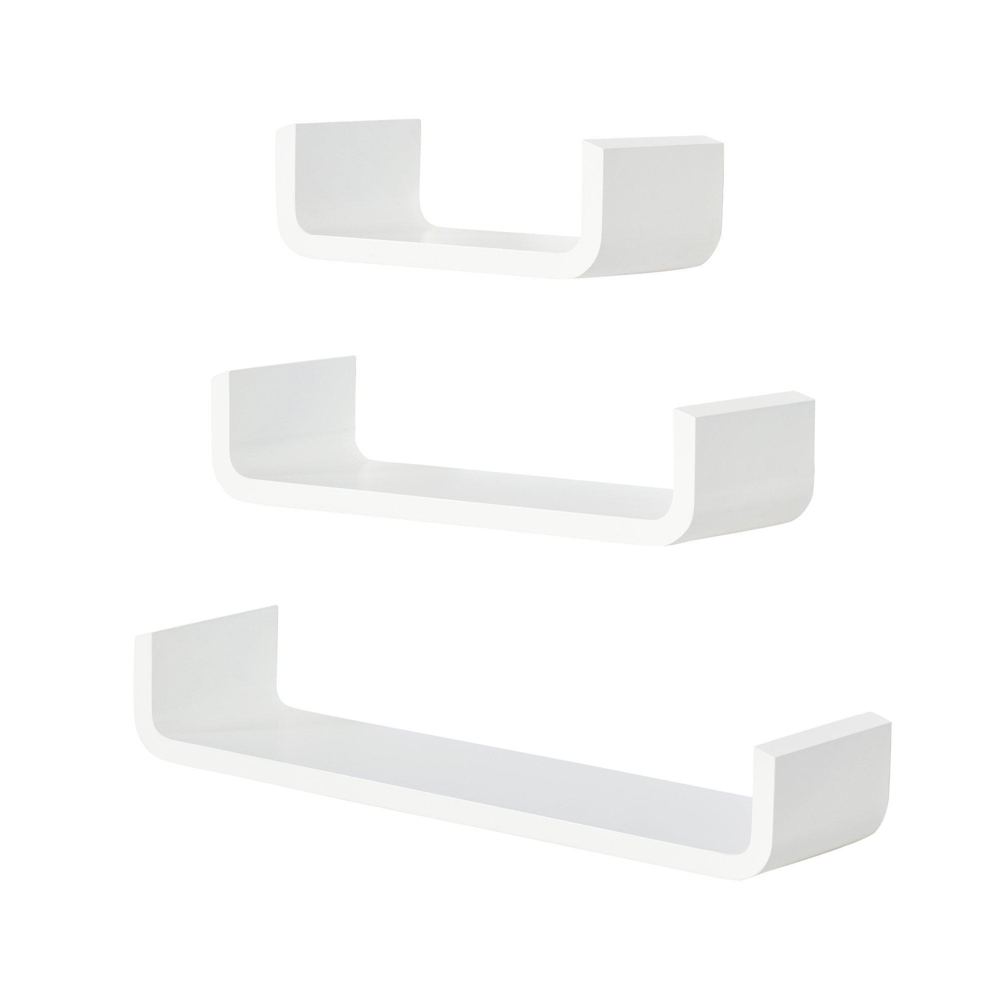 Floating U Shape Shelf Set of 3 Floating Wall Mounted Modern by ...