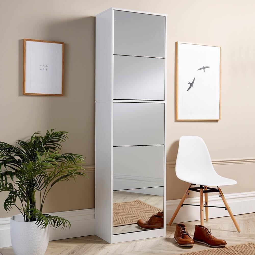 Heidi 6FT Mirrored Shoe Storage Cabinet by Debenhams | ufurnish.com
