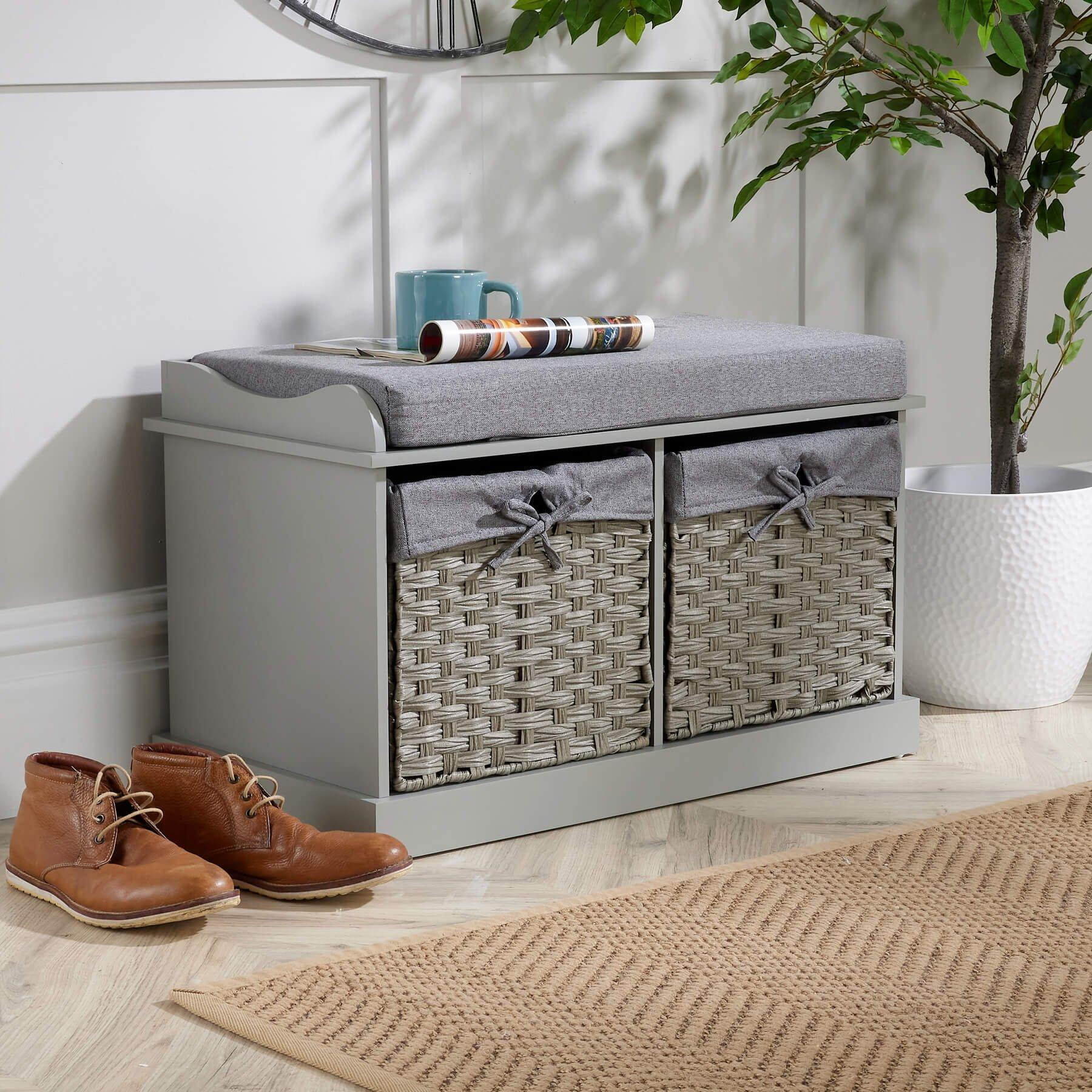 Malibu 2 Basket Drawer Hallway Storage Bench Unit by Debenhams ...