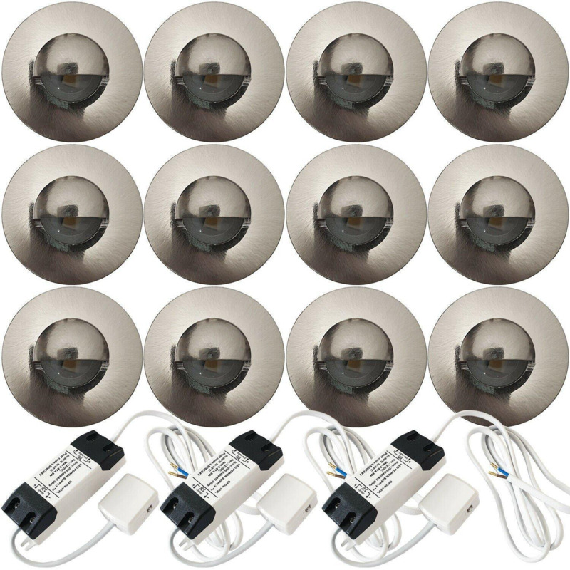 Eyelid LED Plinth Light Kit 12x Round Spotlight Kitchen Bathroom Floor ...