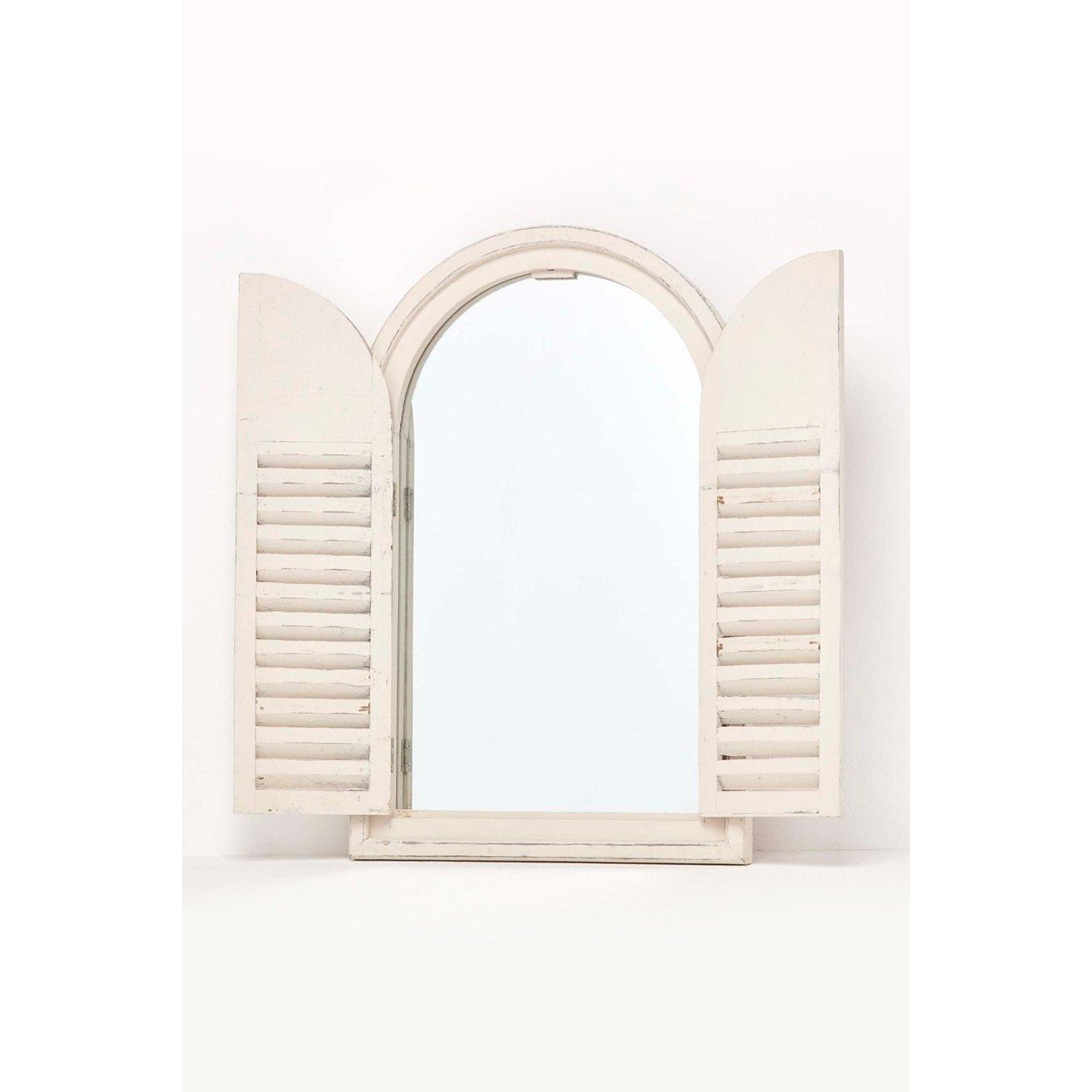 White Distressed Style Outdoor Garden Mirror with Shutters by Debenhams ...
