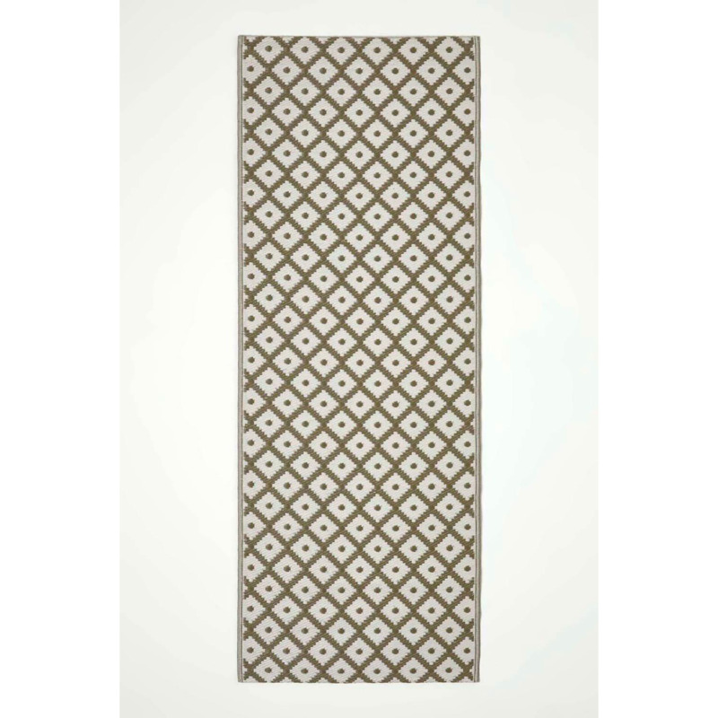 May Geometric Olive Green Outdoor Rug Runner by Debenhams | ufurnish.com