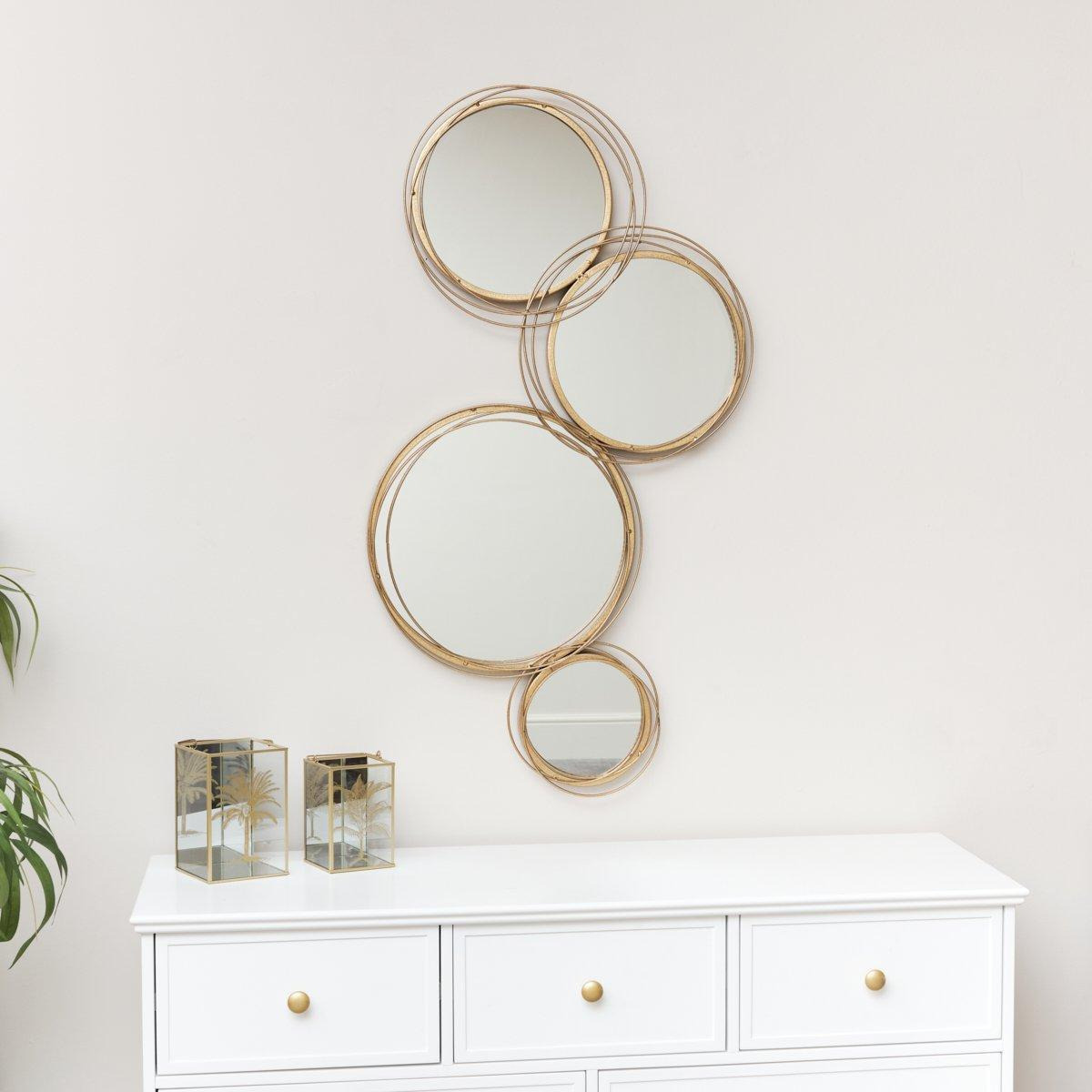 Gold Wire Multi Circle Wall Mirror 54cm X 100cm by Debenhams | ufurnish.com