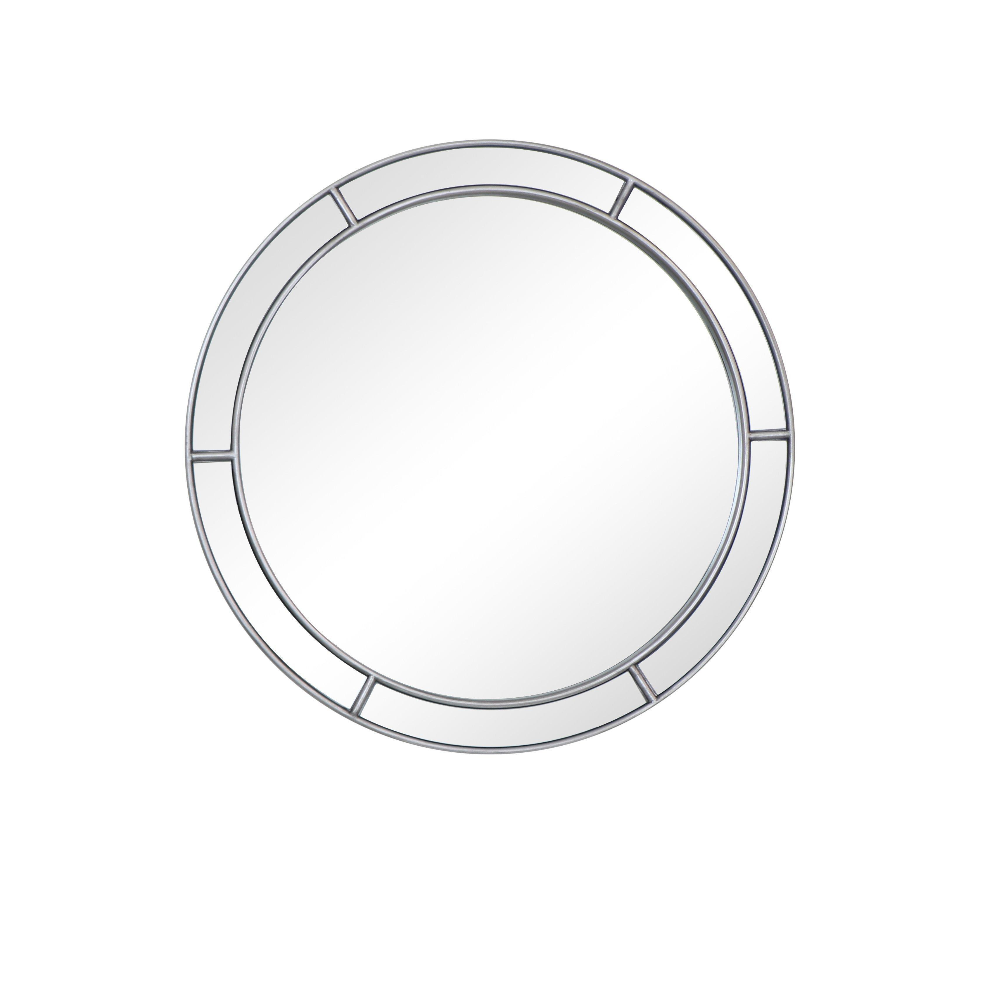 Art Deco-Inspired Silver Round Window Mirror: 80cm Size by Debenhams ...