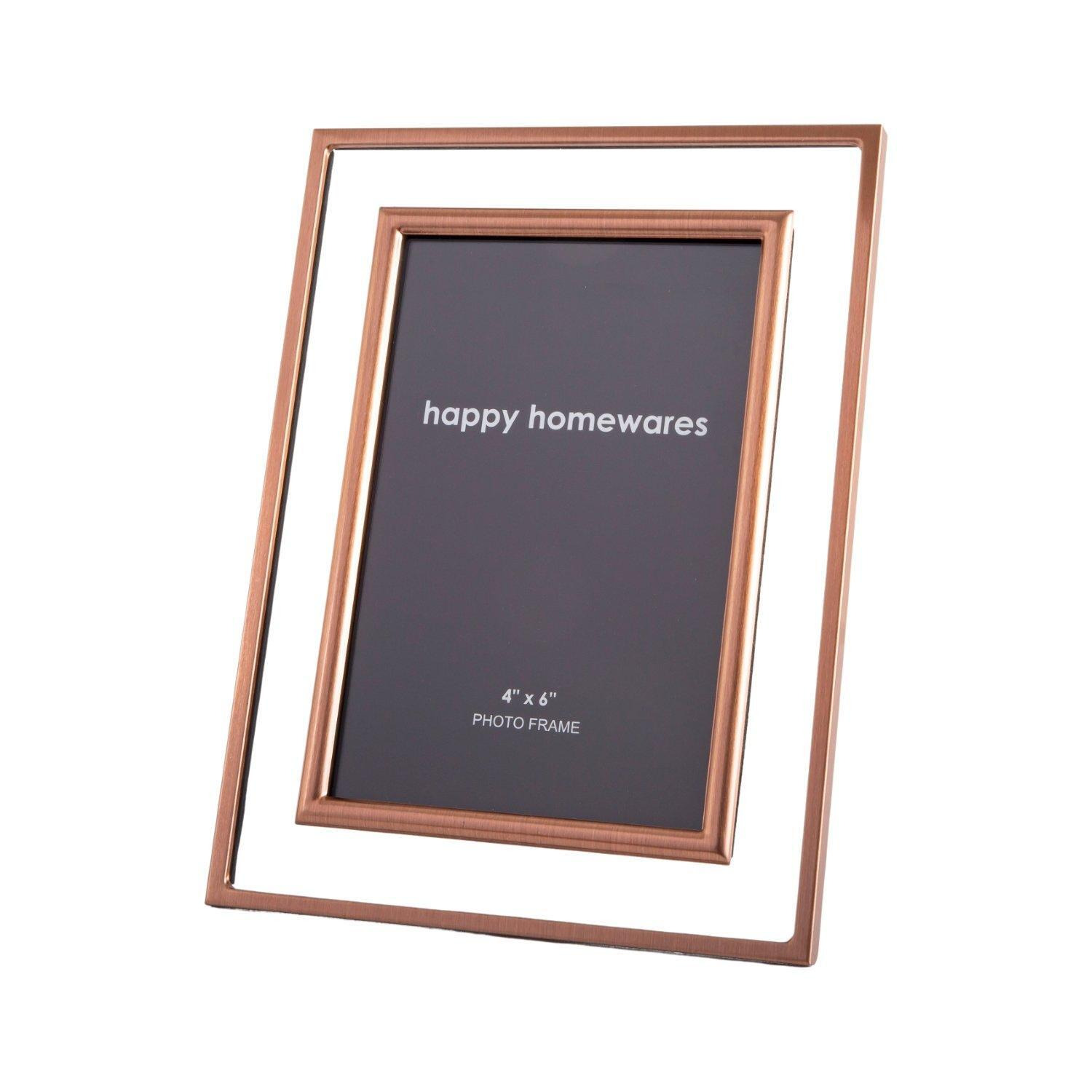 Modern Double Trim Brushed Copper Metal 4x6 Photo Frame with Clear ...