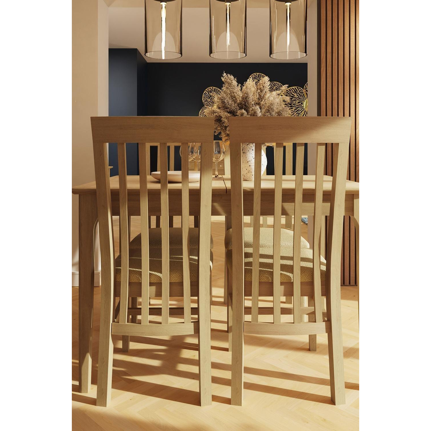 Slatted Back Dining Chairs Set Of 2 Natural Oak Ready Made by Debenhams ...