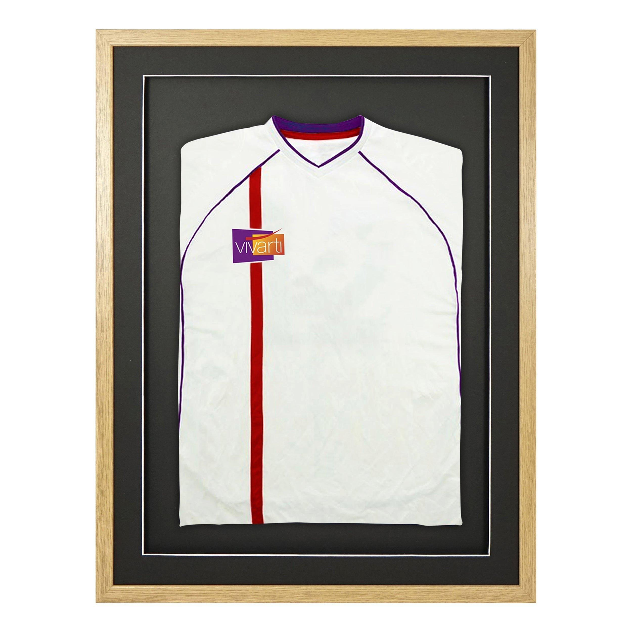 3D Mounted Sports Shirt Display Frame with Oak Frame and Black Mount 60 ...