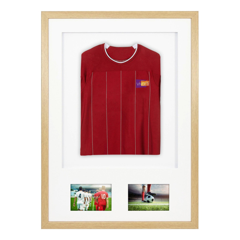 3D + Double Aperture Mounted Sports Shirt Display Frame with Oak Frame ...