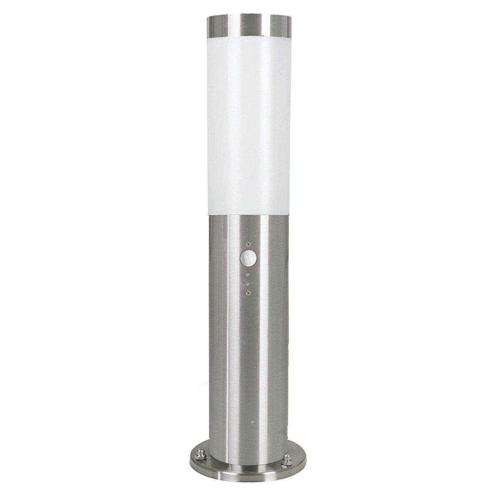 IP44 Outdoor Bollard Light & PIR Sensor Stainless Steel 12W E27 450mm ...