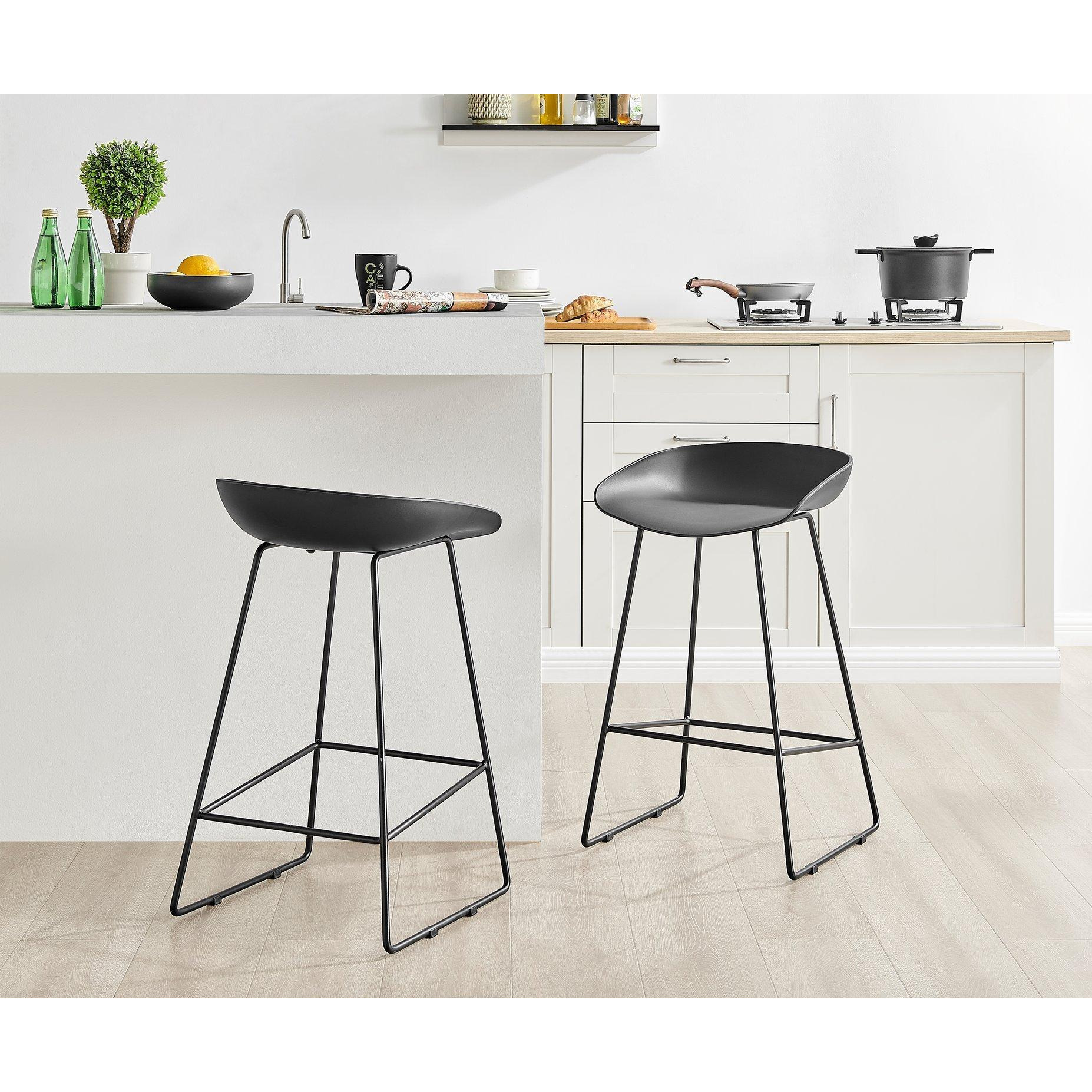 Set of 2 Harper Scandinavian Inspired Molded Plastic Bar Stools With ...