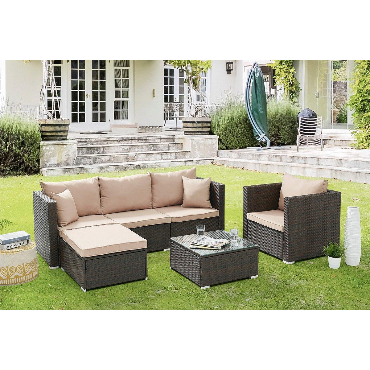 Hanoi Rattan Garden Furniture 6 Piece Sofa Set Chair Coffee Table by ...