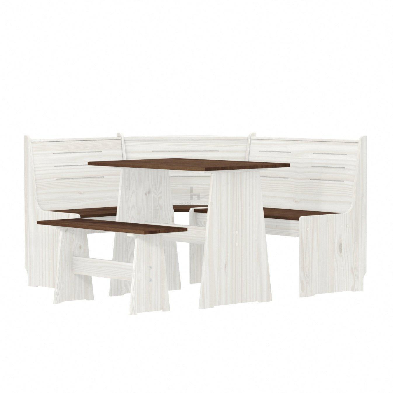 Latham Corning Dining Table Set with Bench (White with Dark Brown Top ...
