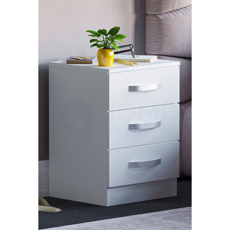 Vida Designs Hulio 3 Drawer Bedside Cabinet Storage Bedroom Furniture ...