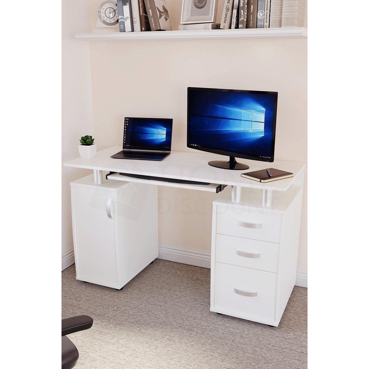 Vida Designs Otley 3 Drawer Computer Desk Storage Office Study Gaming ...