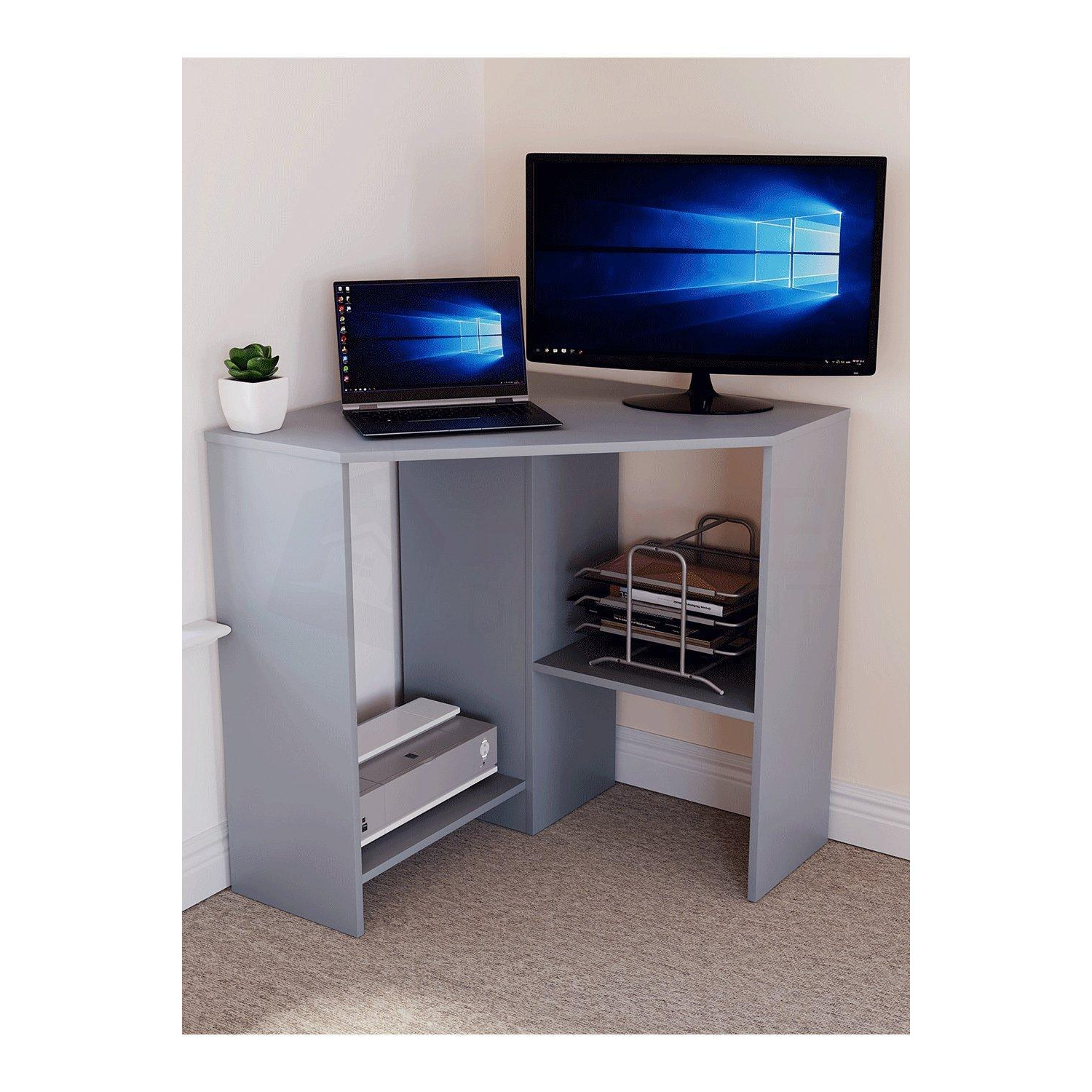 Vida Designs Hetton Corner Computer Desk Storage Office Study Gaming ...