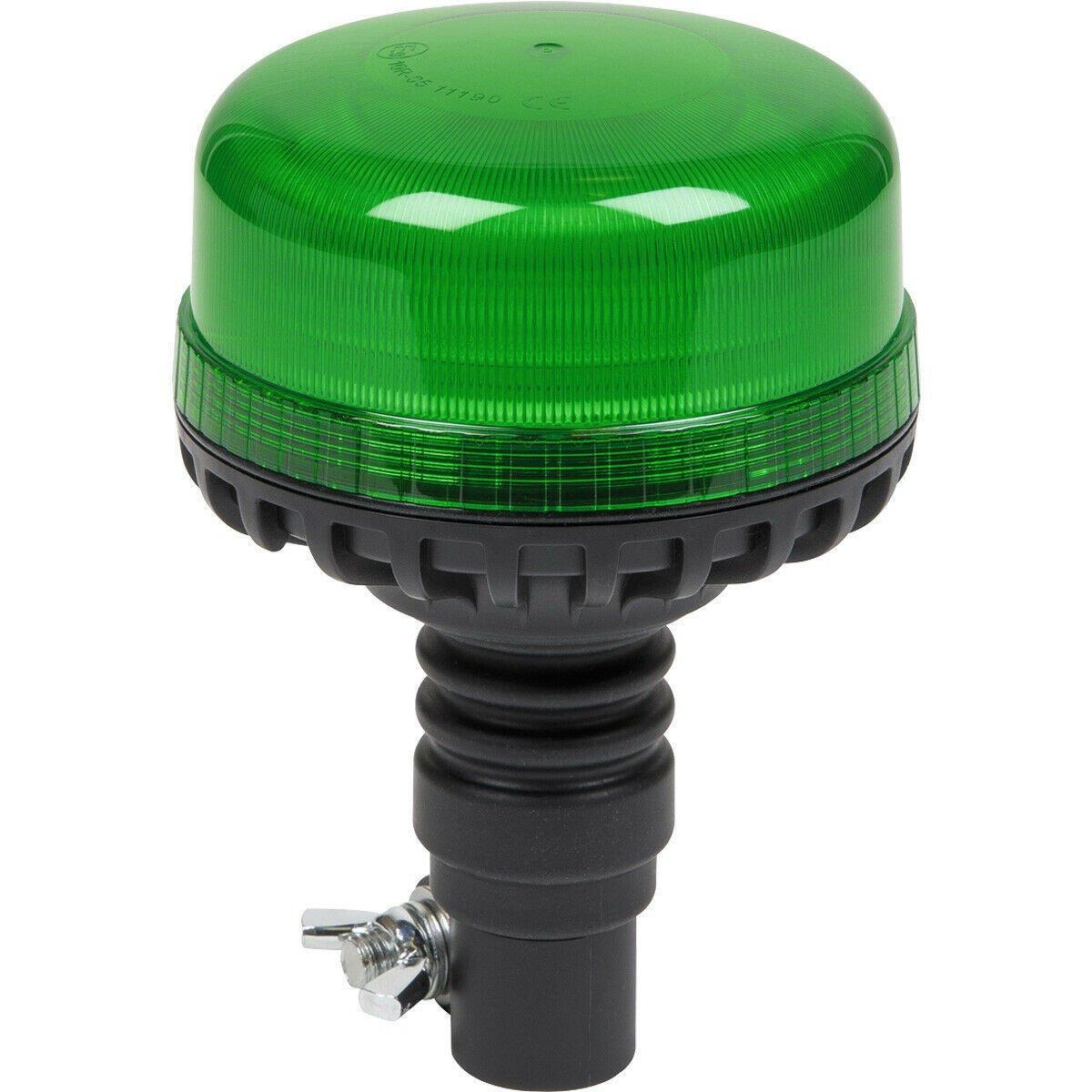 12V / 24V LED Rotating Green Beacon Light & Spigot Base Mount - Warning ...
