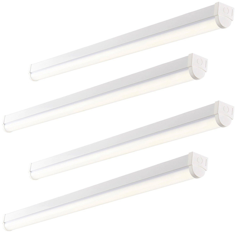 4 PK 5ft High Lumen Emergency Batten Light - 65.5W Cool White LED ...