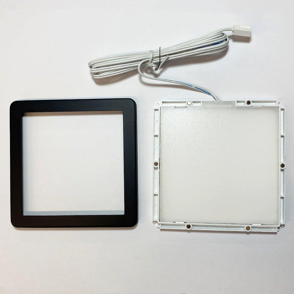 5x MATT BLACK Ultra-Slim Square Under Cabinet Kitchen Light & Driver Kit - Warm White Diffused ...