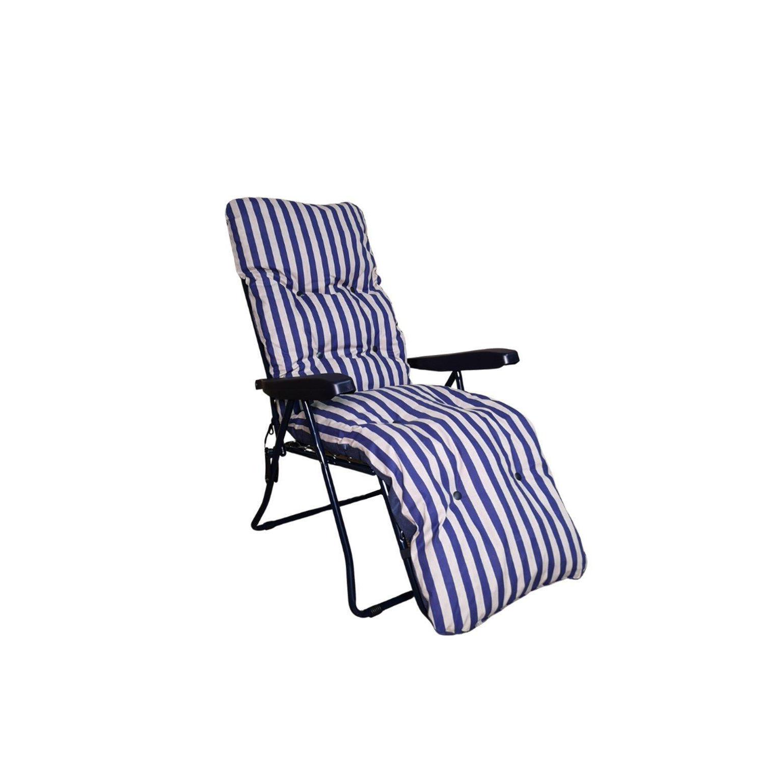 Padded Outdoor Garden Patio Recliner / Sun Lounger with Blue Stripes by ...