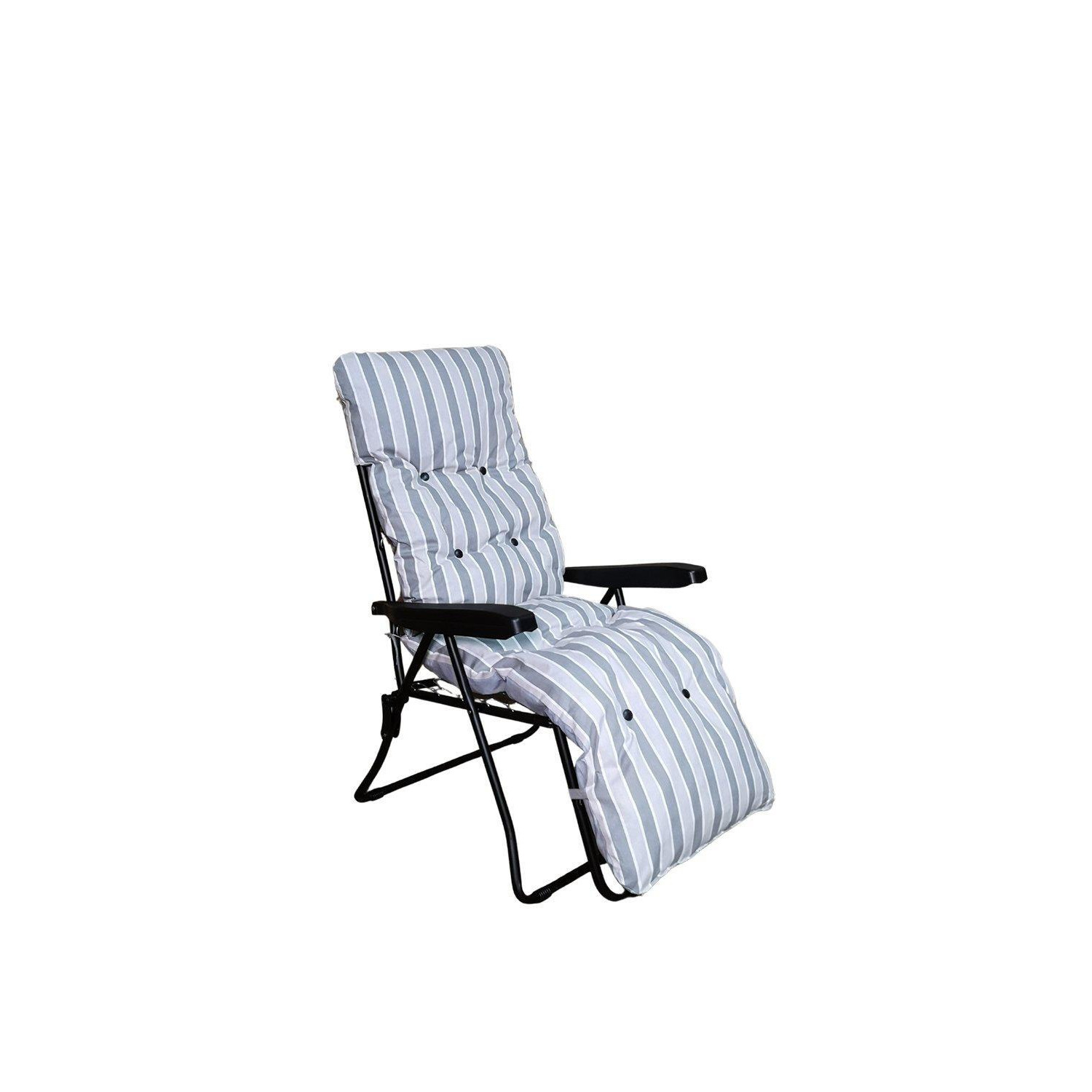Padded Outdoor Garden Patio Recliner / Sun Lounger with Grey Stripes by ...