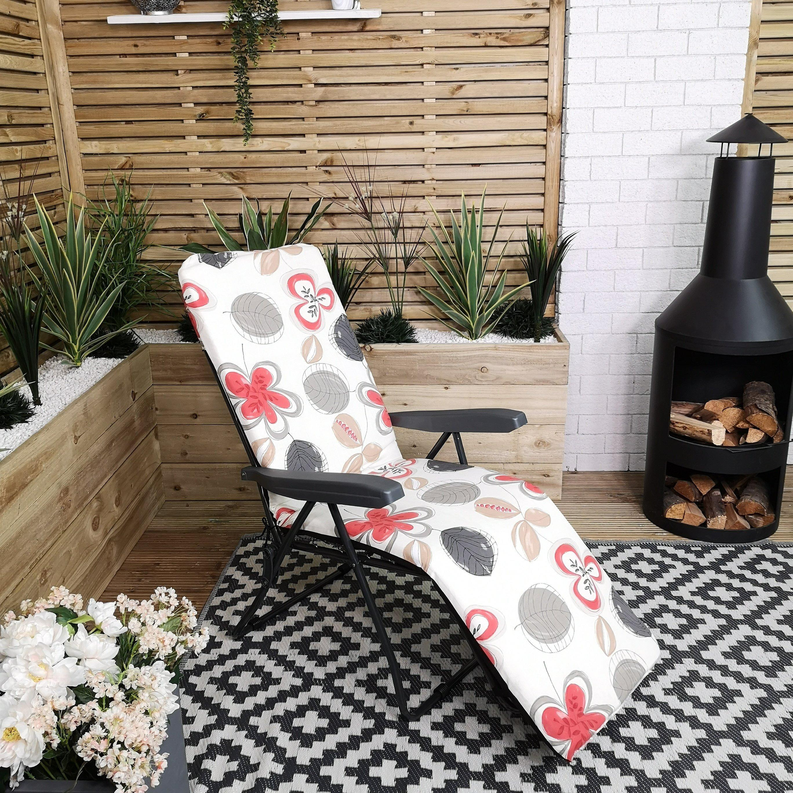 Padded Outdoor Garden Patio Recliner / Sun Lounger with Flowers by ...