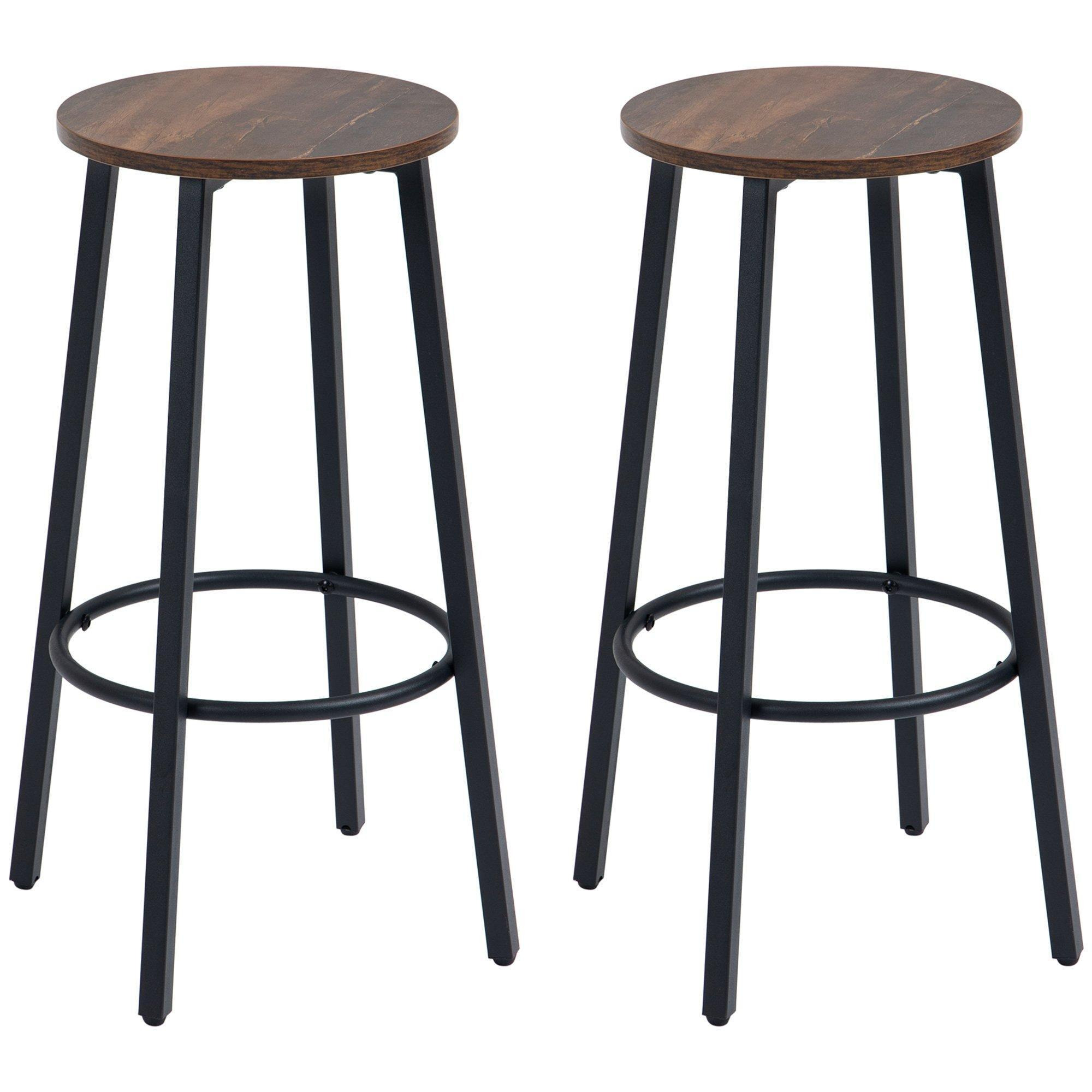 Industrial Bar Stools Set of 2 Breakfast Bar Stools with Footrest by ...