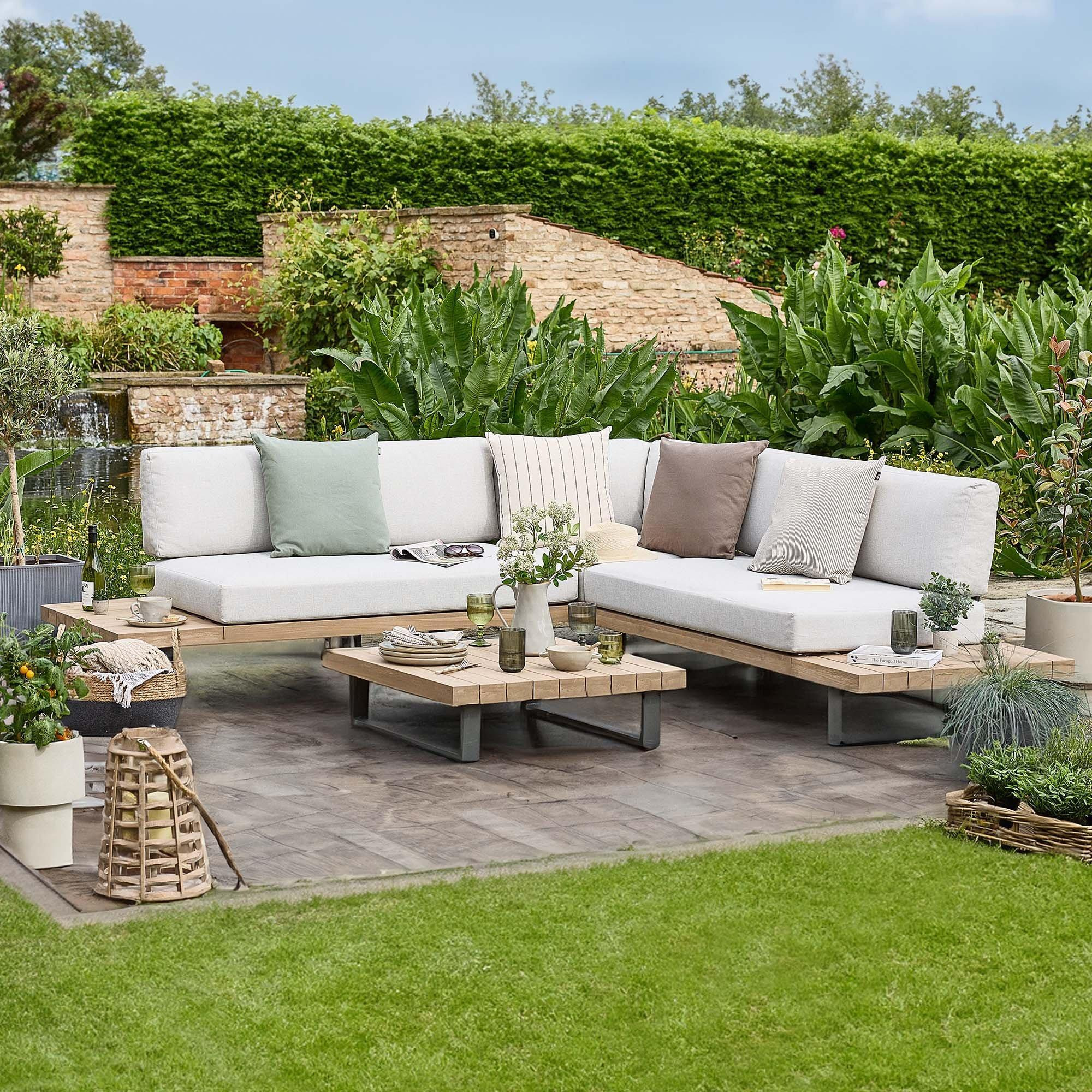 Luxury Five Seater Summer Garden Sofa & Coffee Table Corner Couch ...