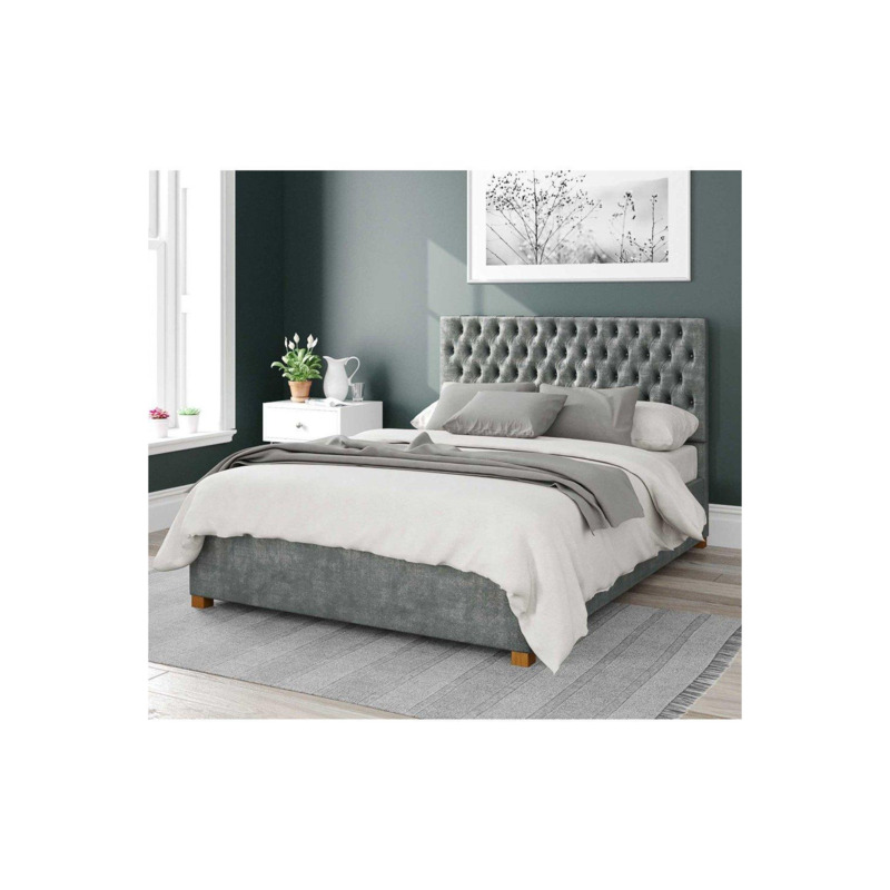 Nightingale Upholstered Ottoman Storage Bed, Distressed Velvet Fabric ...