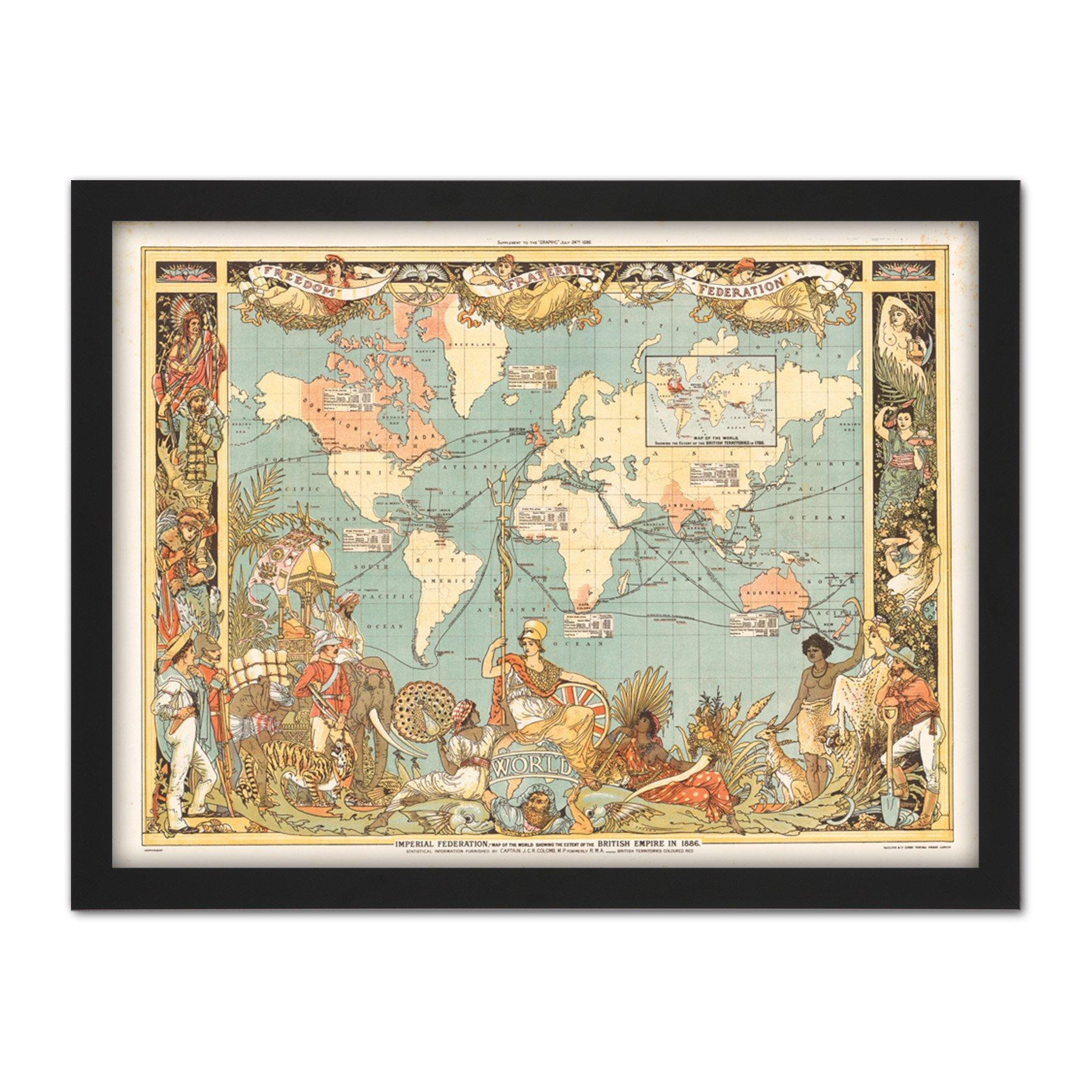 Wall Art Print Crane 1886 Pictorial Map British Empire World Large ...