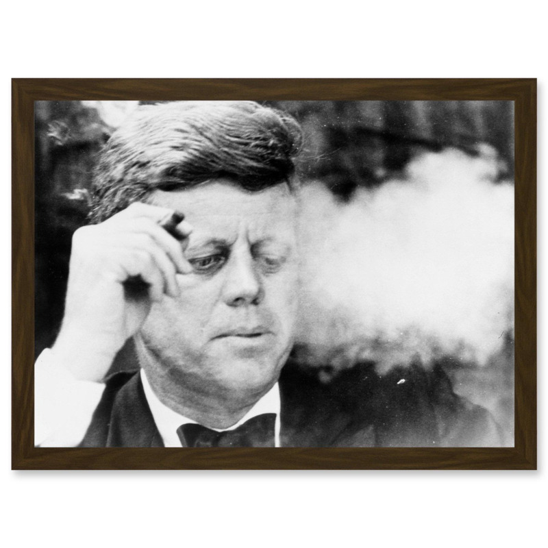 Photo JFK John F Kennedy Smoking Cigar US President Picture A4 Artwork ...
