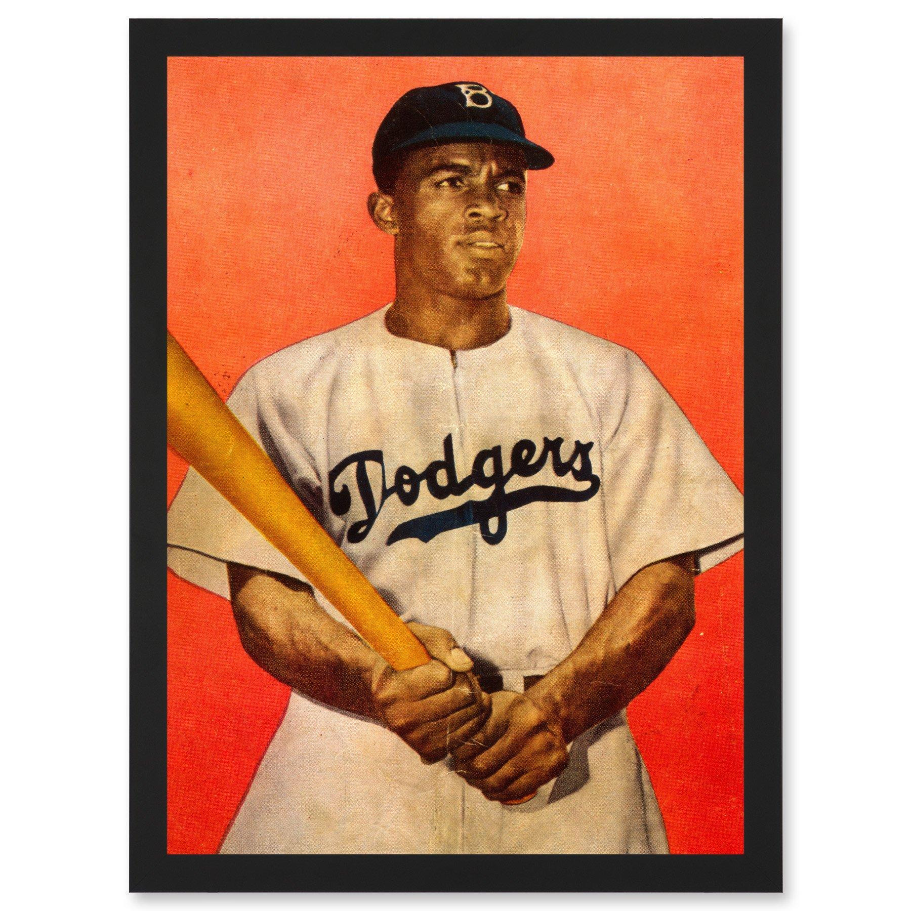 Portrait Jackie Robinson Baseball Brooklyn Dodgers A4 Artwork Framed ...