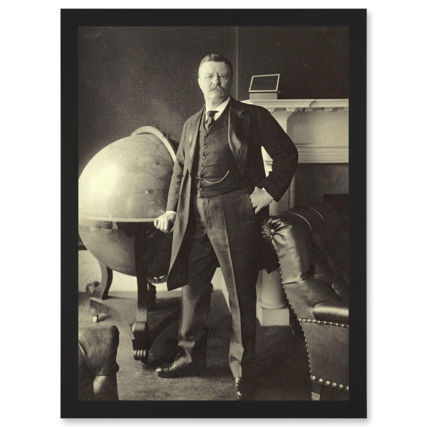 Portrait US President Theodore Roosevelt Bull Moose A4 Artwork Framed ...