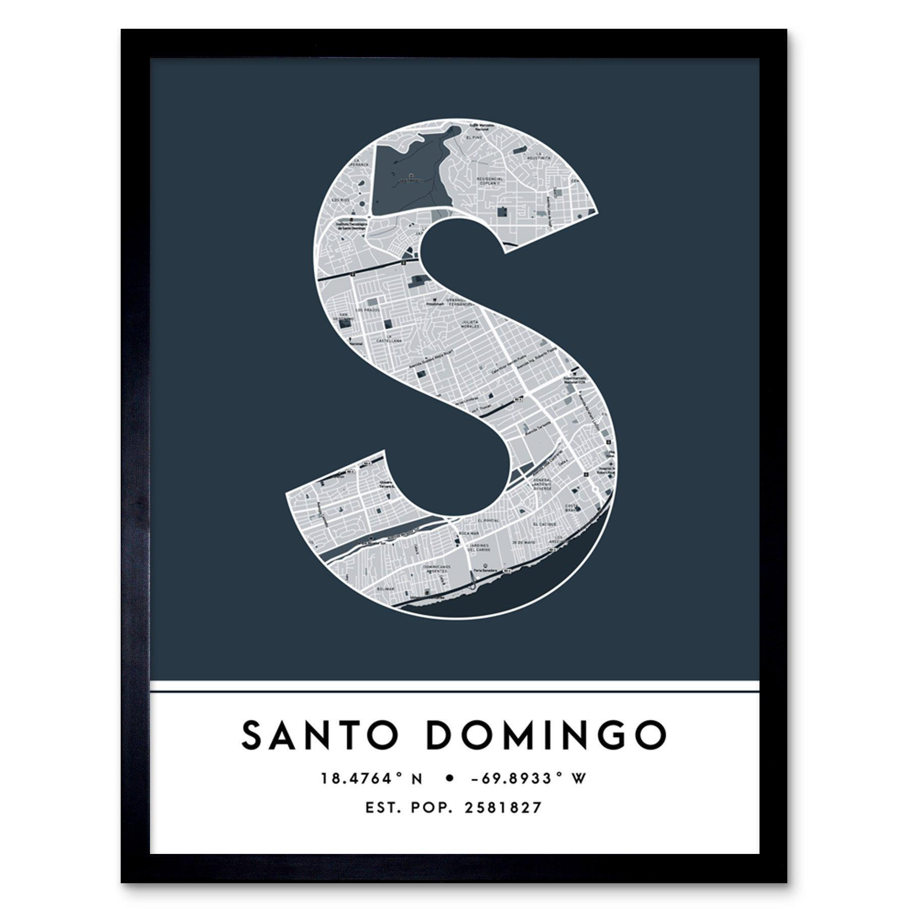 Wall Art Print Santo Domingo Dominican Republic City Map Modern ...