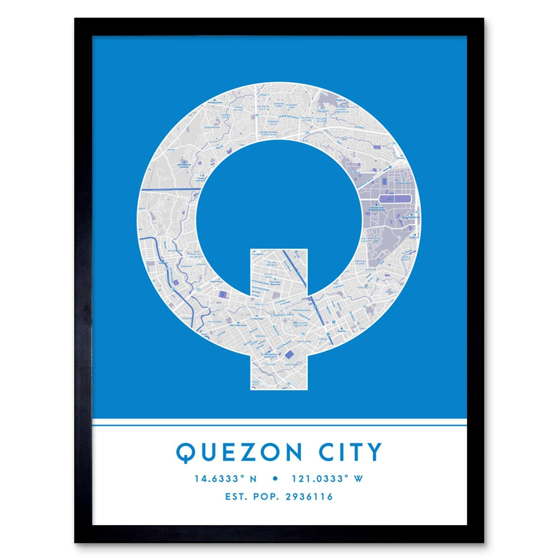 Wall Art Print Quezon City Philippines City Map Modern Typography ...