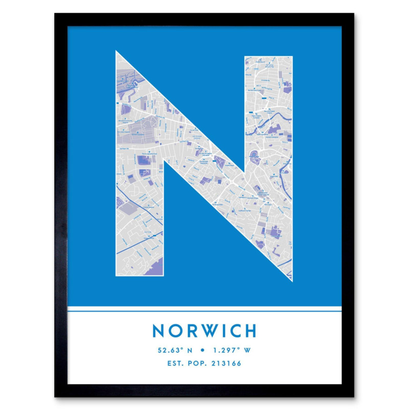 Wall Art Print Norwich England United Kingdom City Map Modern ...