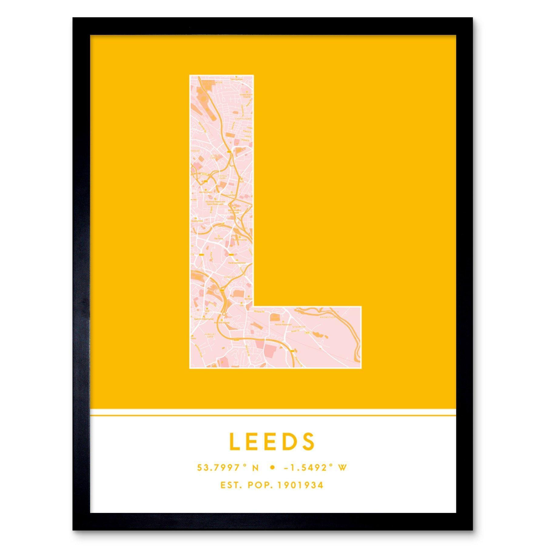 Wall Art Print Leeds England United Kingdom City Map Modern Typography ...