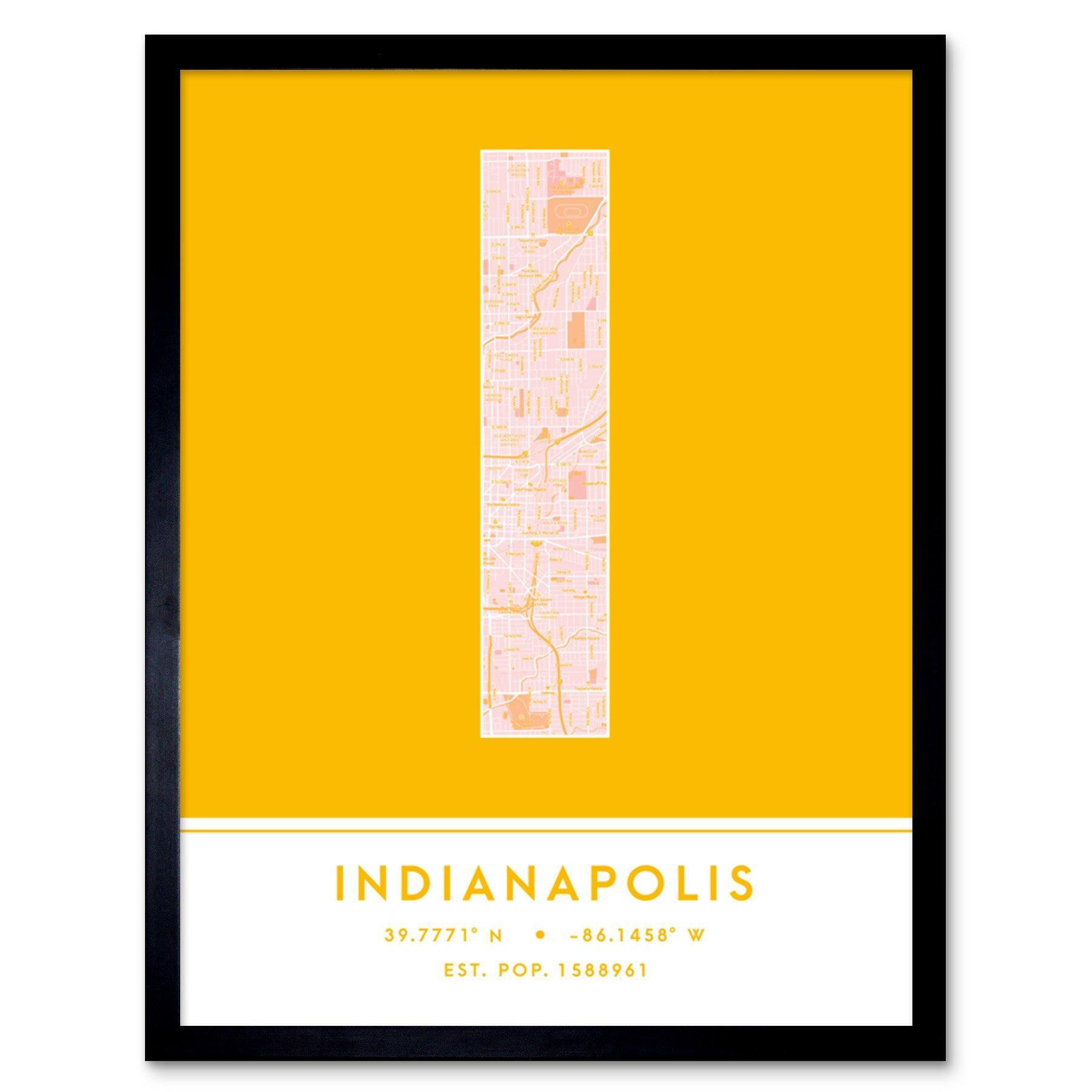 Wall Art Print Indianapolis Indiana United States City Map Modern ...