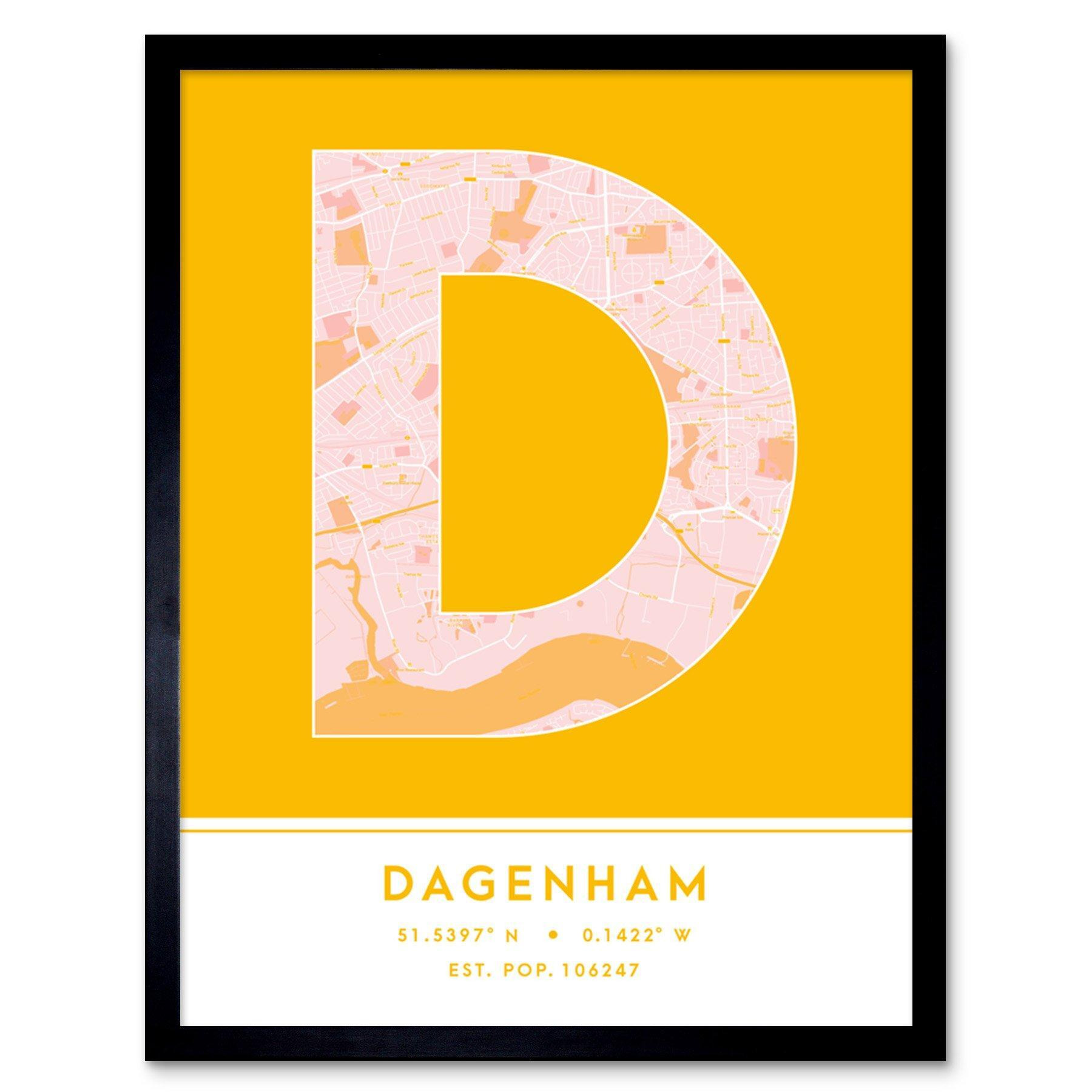 Dagenham England United Kingdom City Map Modern Typography Stylish ...