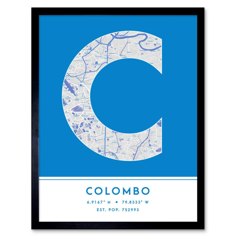 Colombo Sri Lanka City Map Modern Typography Stylish Letter Framed Word ...