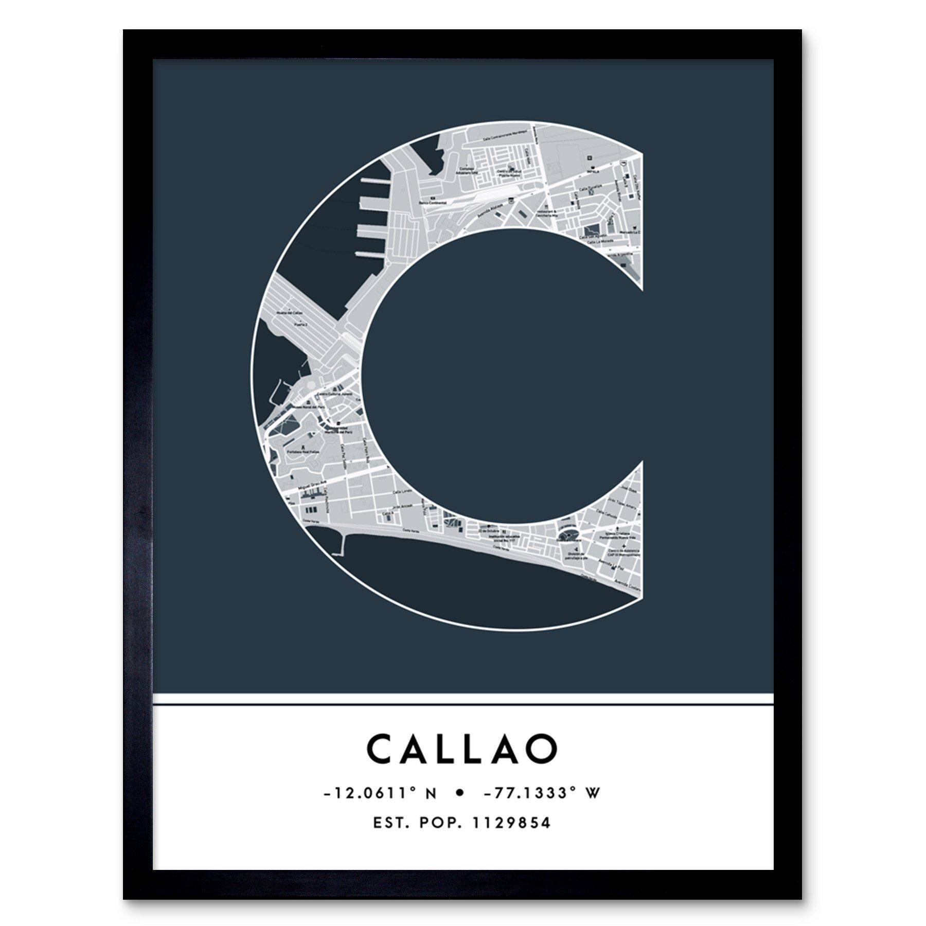 Wall Art Print Callao Peru City Map Modern Typography Stylish Letter ...