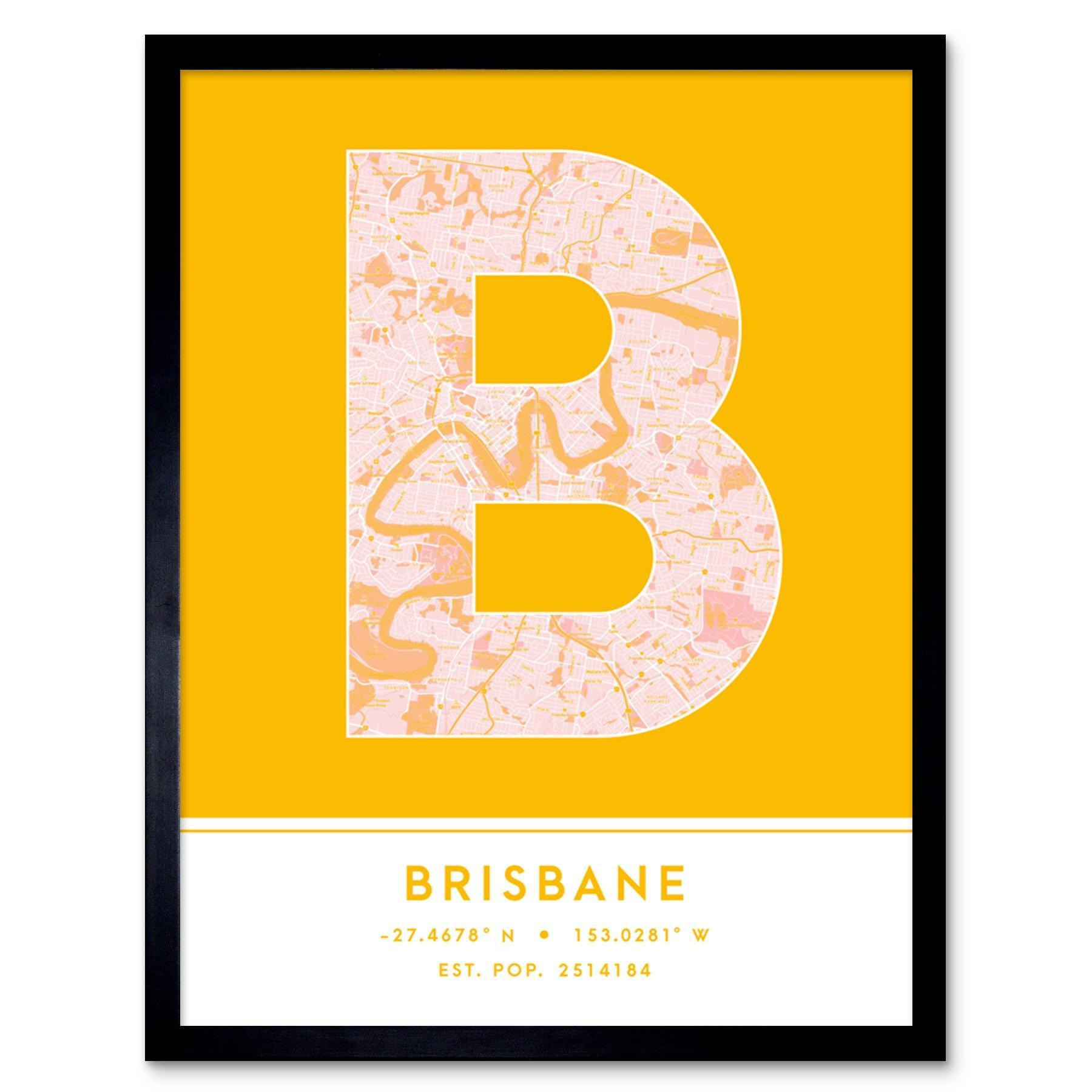 Wall Art Print Brisbane Australia City Map Modern Typography Stylish ...