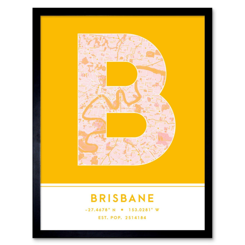 Wall Art Print Brisbane Australia City Map Modern Typography Stylish ...
