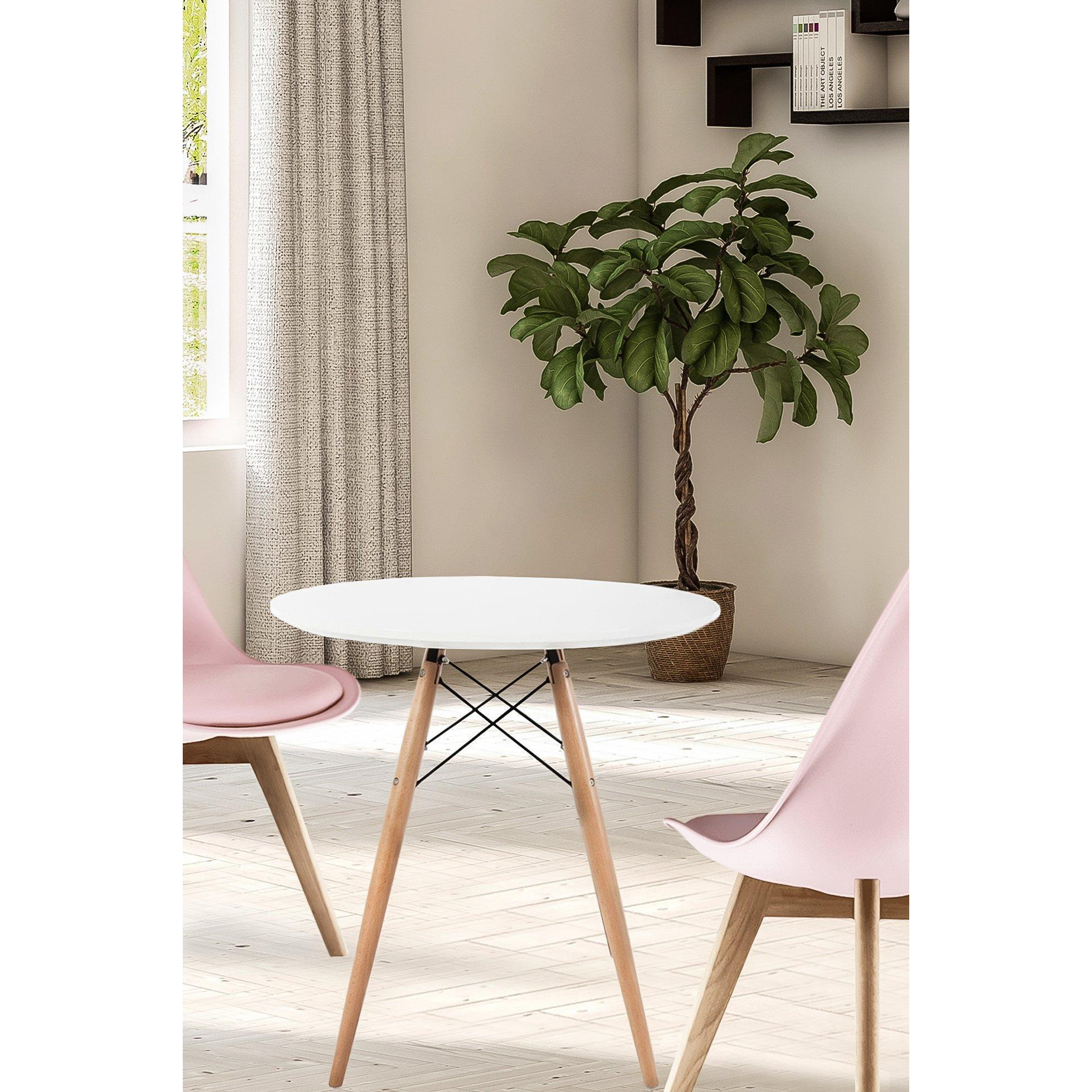 Soho Small White Circular Dining Table with Beech Wood Legs by ...