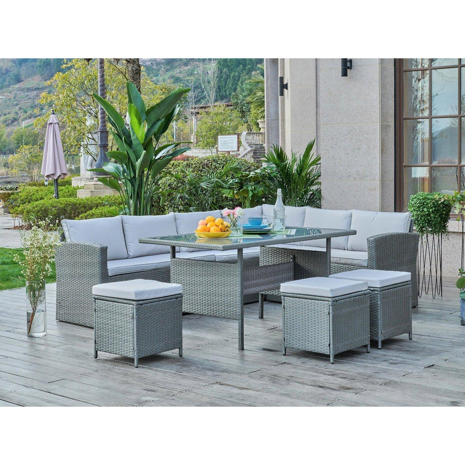 Cairo Rattan Corner Group Garden Furniture Set Outdoor Dining Table ...