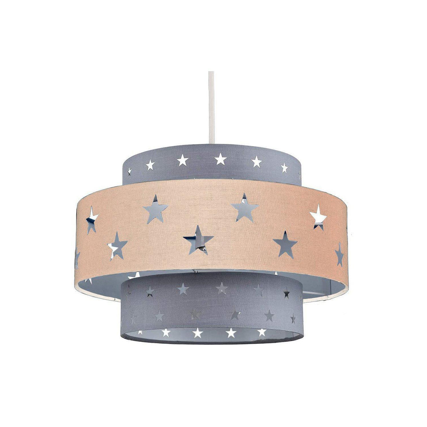 'Starlight' Grey & Cream Star Two Tier Easy Fit Lamp Shade by Debenhams ...