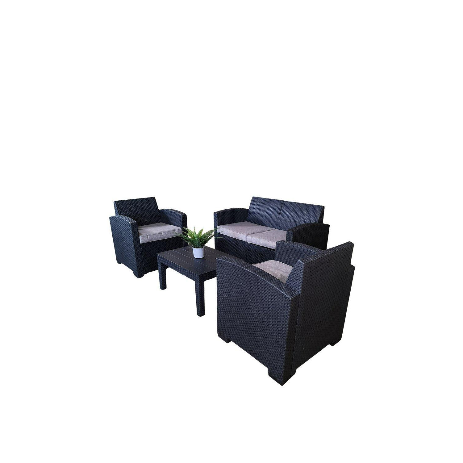 Samuel Alexander Luxury Sturdy Black Rattan Garden Sofa Set With Chairs ...