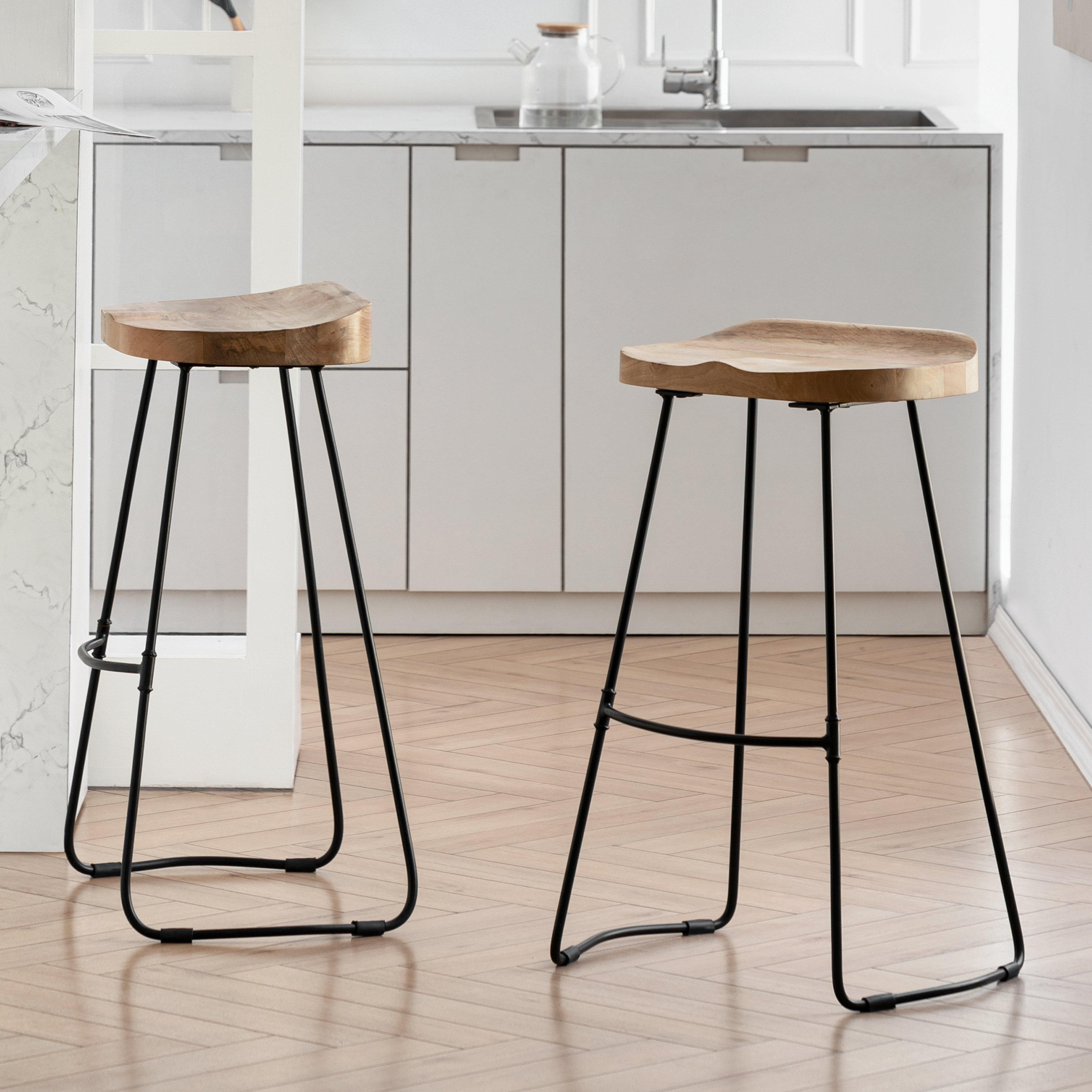 'Lara' Saddle Seat Mango Wood Bar Stools Set of 2 by Debenhams ...